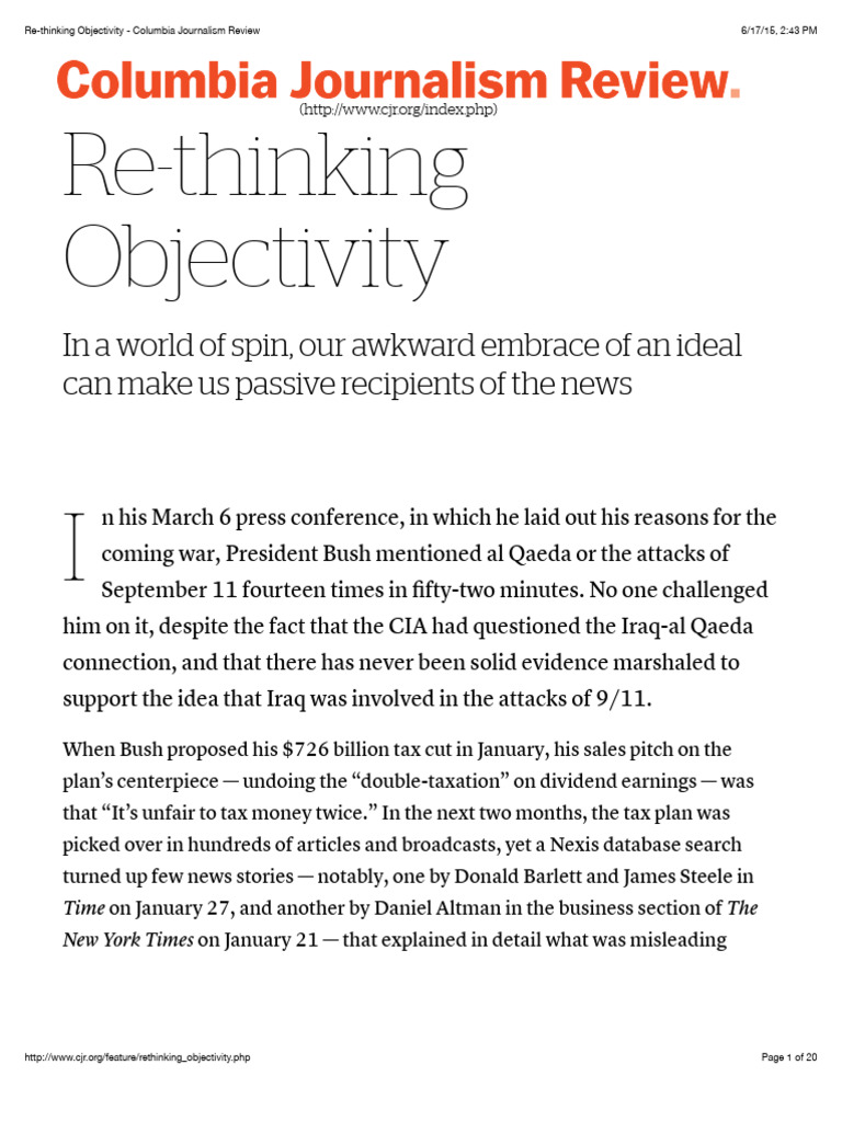Cunningham - Re-Thinking Objectivity | PDF | Journalism | News