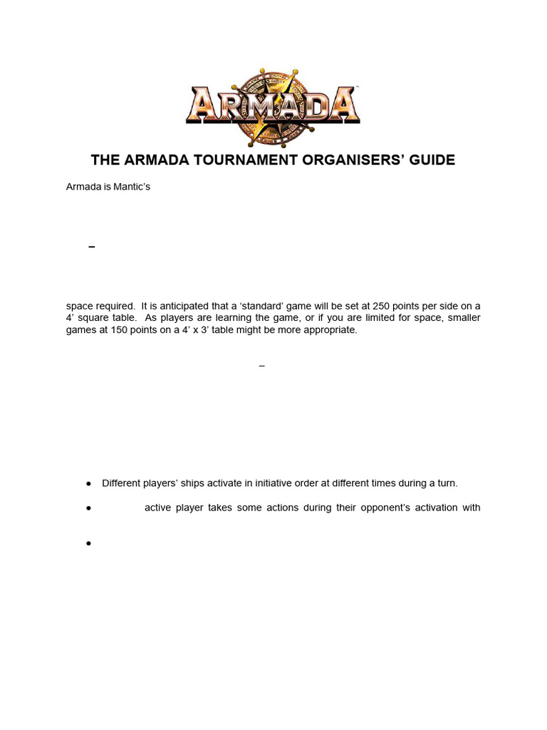 Armada Tournament Organisers Guide v1.0 | PDF | Tournament