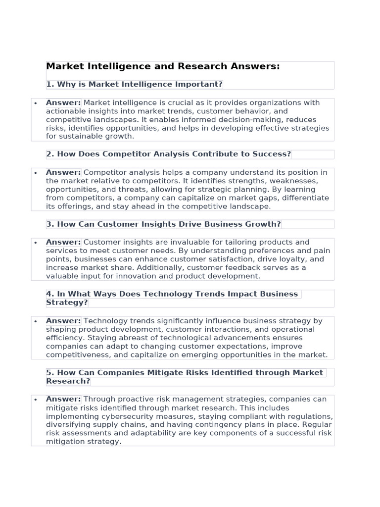 Market Intelligence for Strategic Growth | PDF | Strategic Management ...
