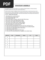 Einstein Riddle Worksheet | PDF | Drink | Yellow