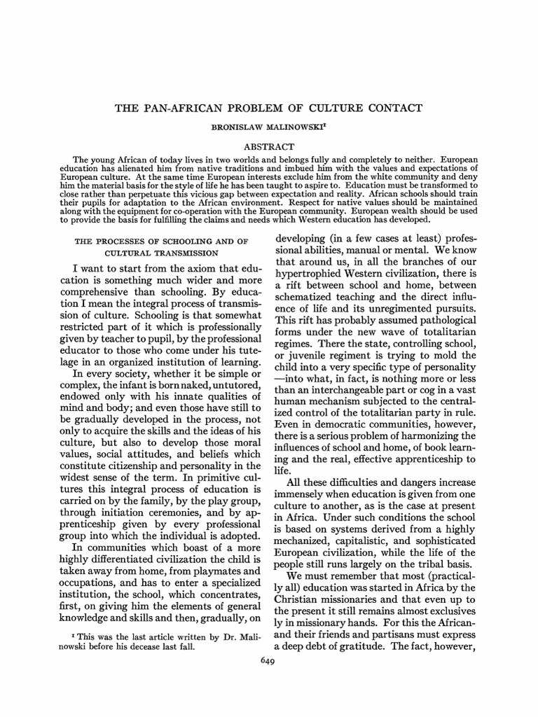 The Pan - American Problem of Culture Contact | PDF | Witchcraft