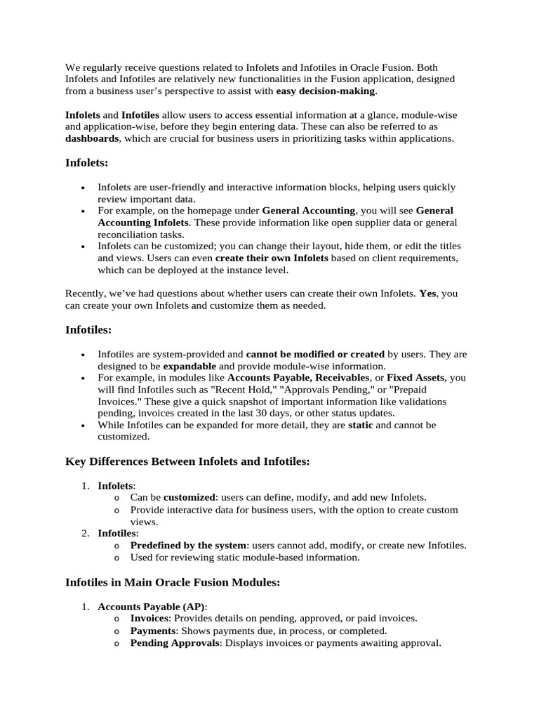 Understanding Infolets and Infotiles | PDF | Accounts Payable | Computing