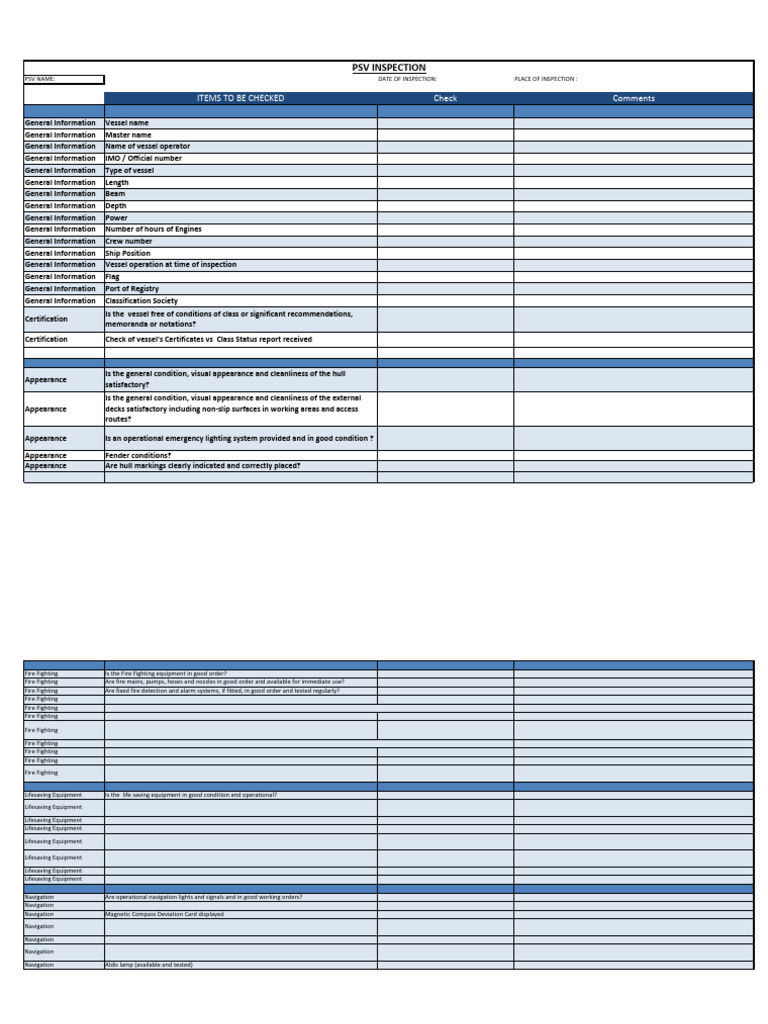 PSV Inspection Check List | PDF | Engines | Bearing (Mechanical)