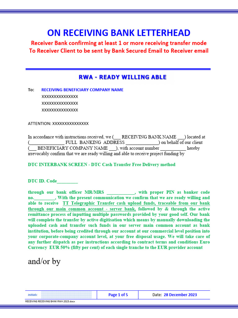 On Receiving Bank Letterhead: And/or by | PDF | File Transfer Protocol ...