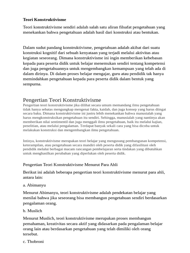Teori Konstruktivisme | PDF