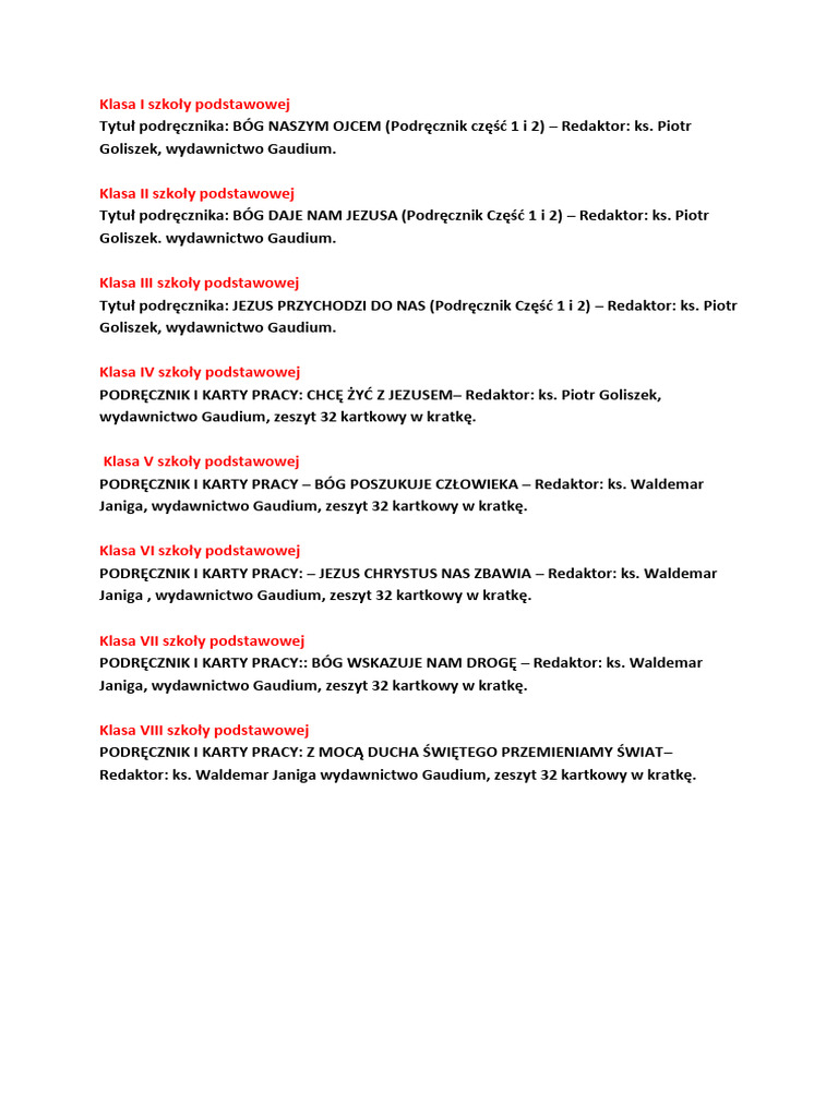 Wykaz Podręczników 20242025 | PDF