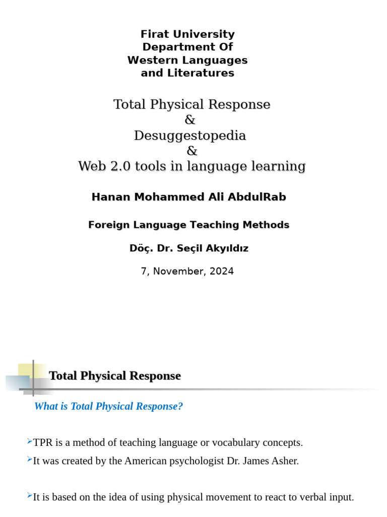 TPR & Desuggestopedia & Web 02. Applications | PDF | Learning | Cognition