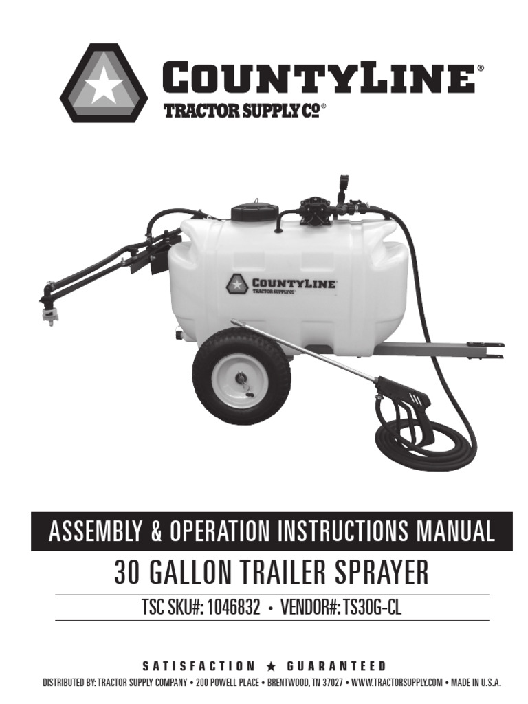 TSC 30 Gal Tank Sprayer Manual | PDF | Valve | Pump