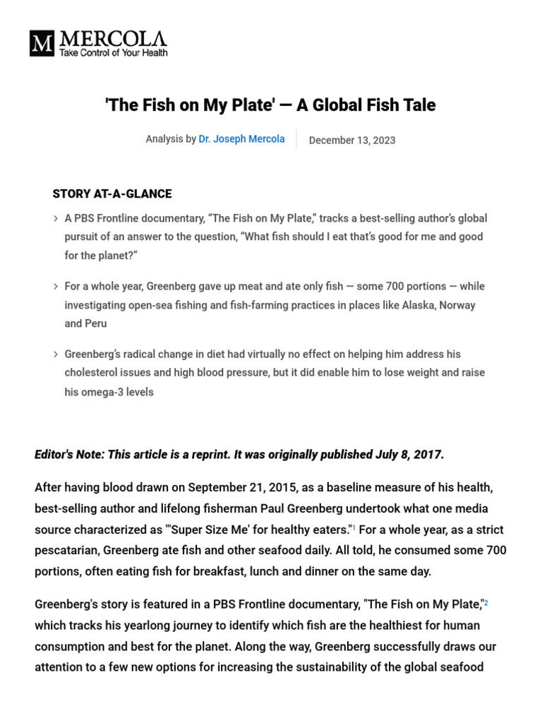 'The Fish on My Plate' Documentary Review | PDF | Omega 3 Fatty Acid ...