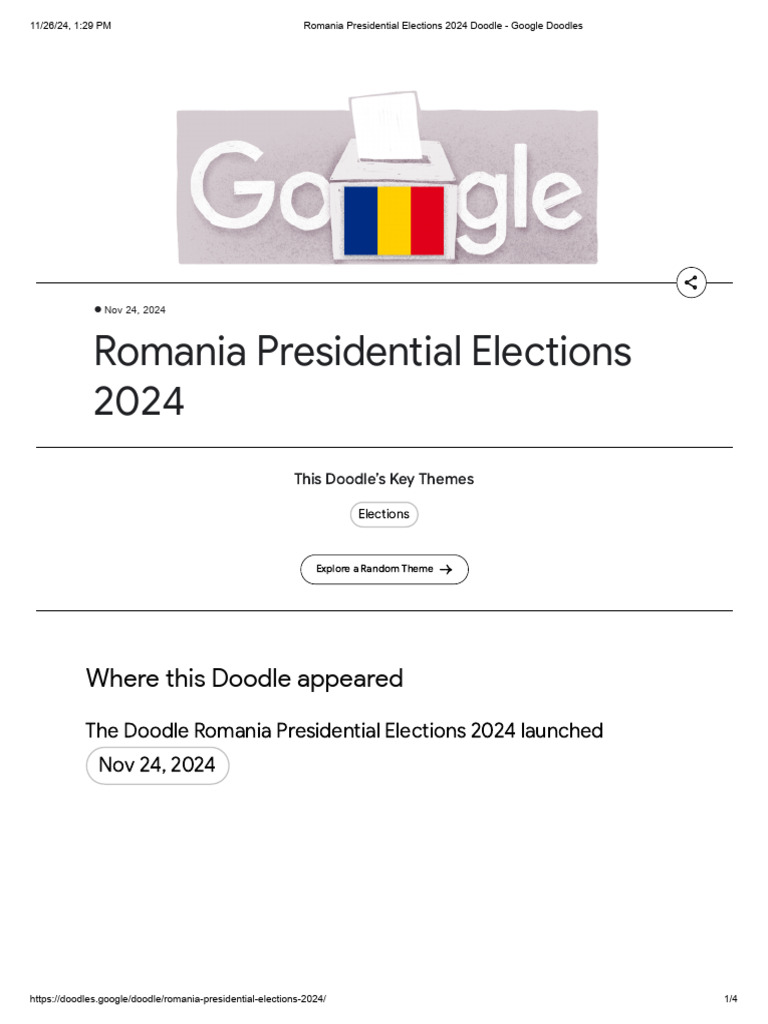 Romania Presidential Elections 2024 Doodle - Google Doodles | PDF