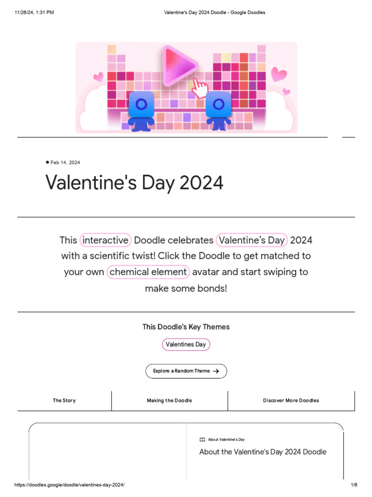 Valentine's Day 2024 Doodle - Google Doodles | PDF