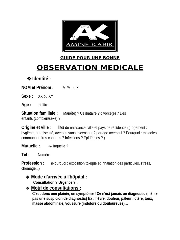 Observation Medicale - Medecin - Docx Version 1 | PDF | Allergie | Asthme