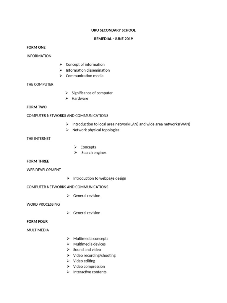 URU School ICT Curriculum Overview | PDF