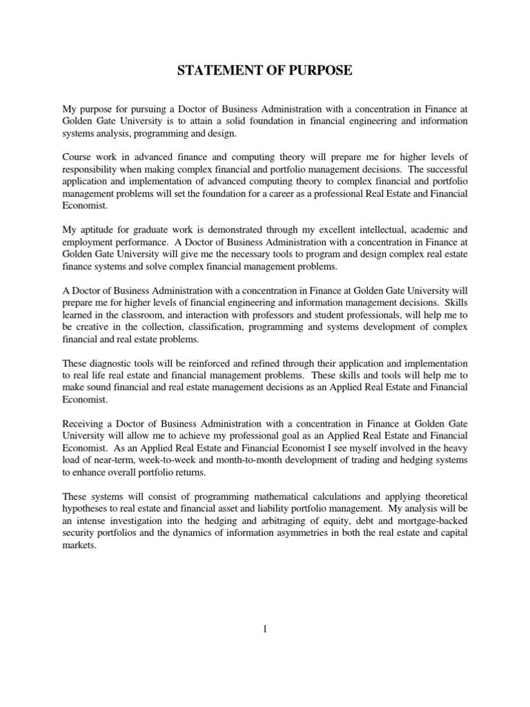 Sop | Financial Economics | Investment Management | Free 30-day Trial ...