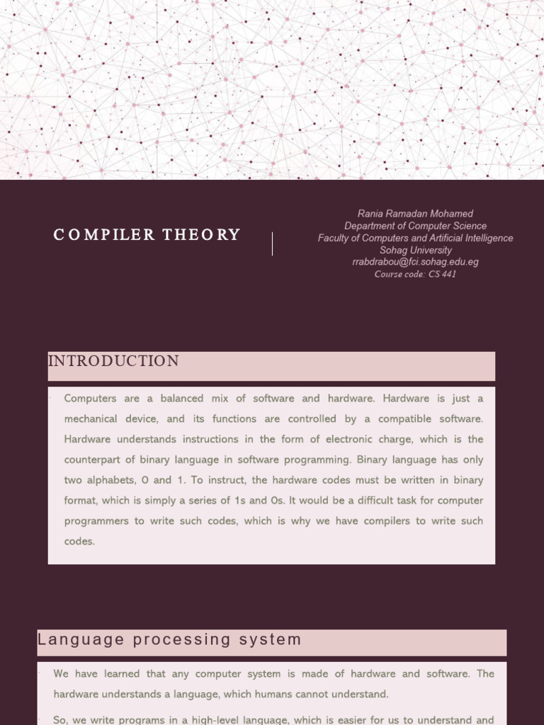 CT - Lecture 1 | PDF | Compiler | Computer Architecture