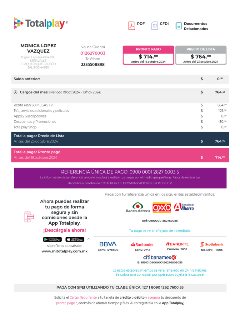 Estado de Cuenta Totalplay | PDF | Tecnología bancaria | Bancario