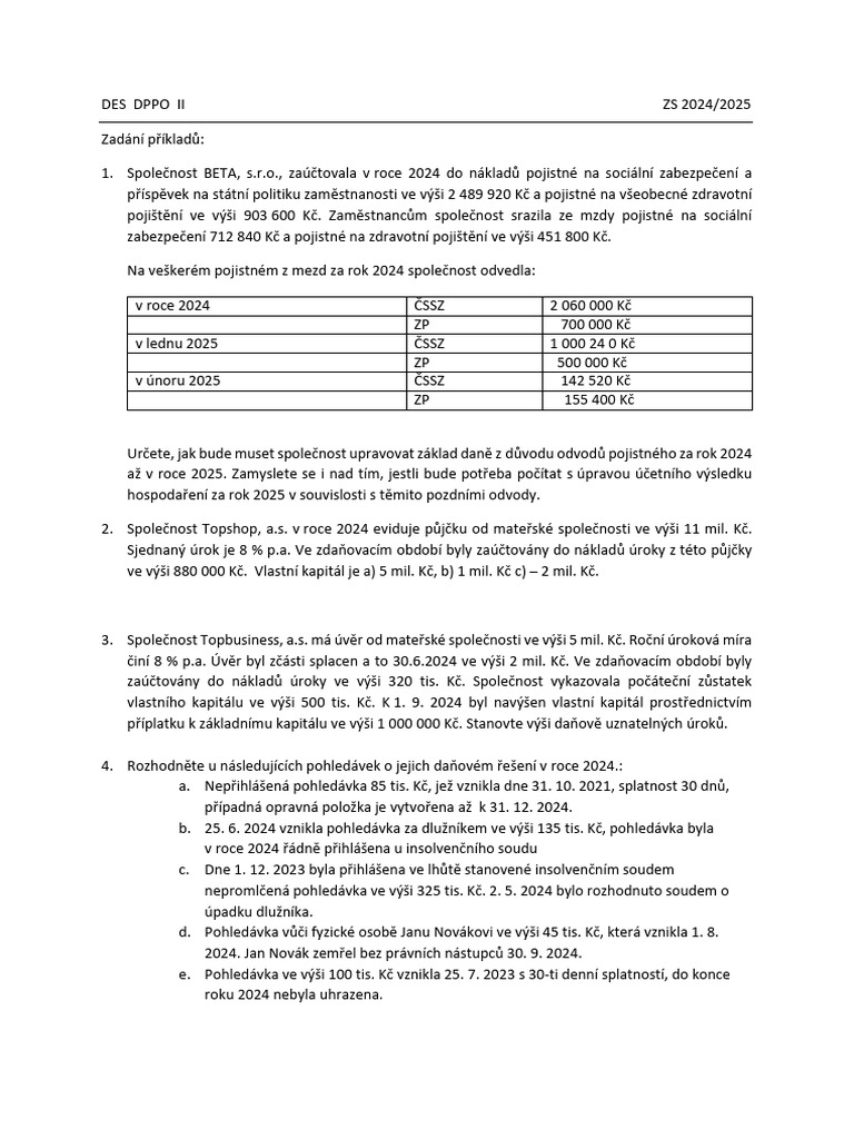 DPPO Zadání Příkladů II | PDF