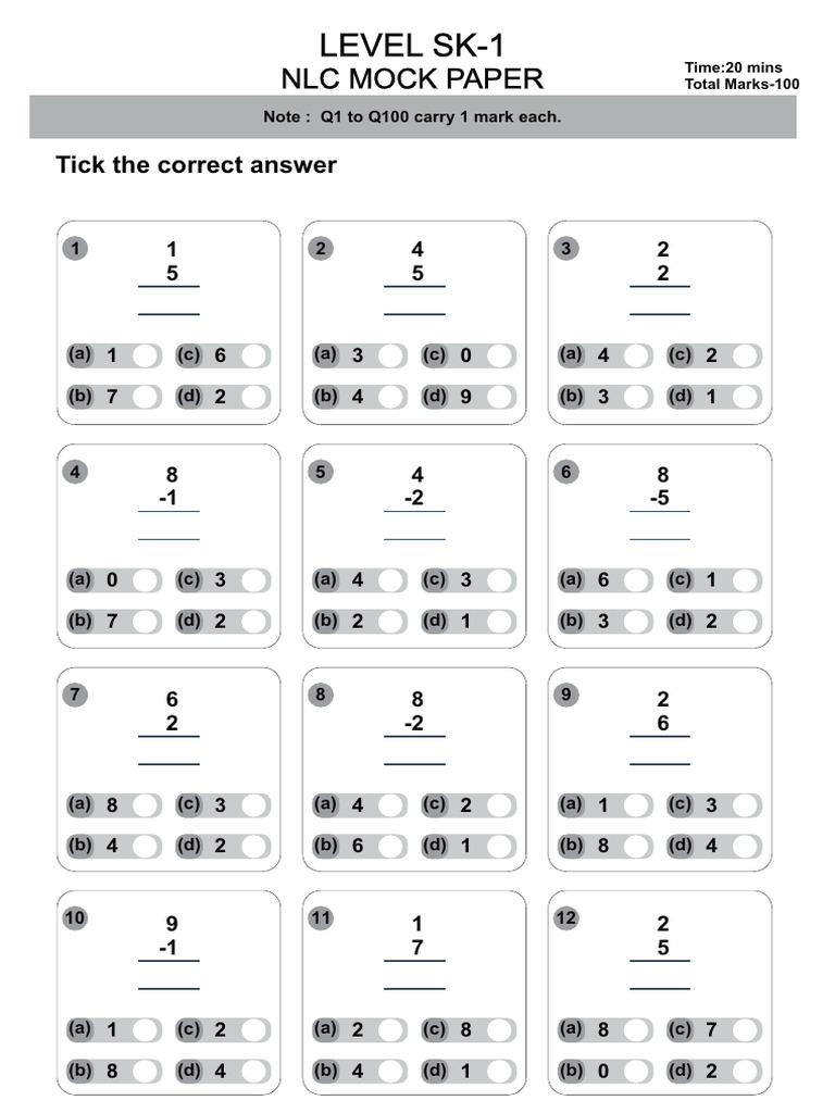 SK-1 Mock Paper | PDF