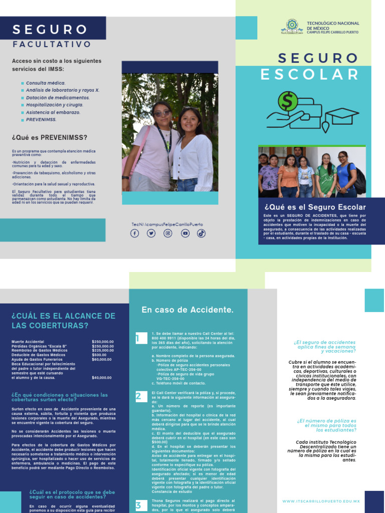 Triptico Seguro Escolar | PDF | Póliza de seguros | Seguro