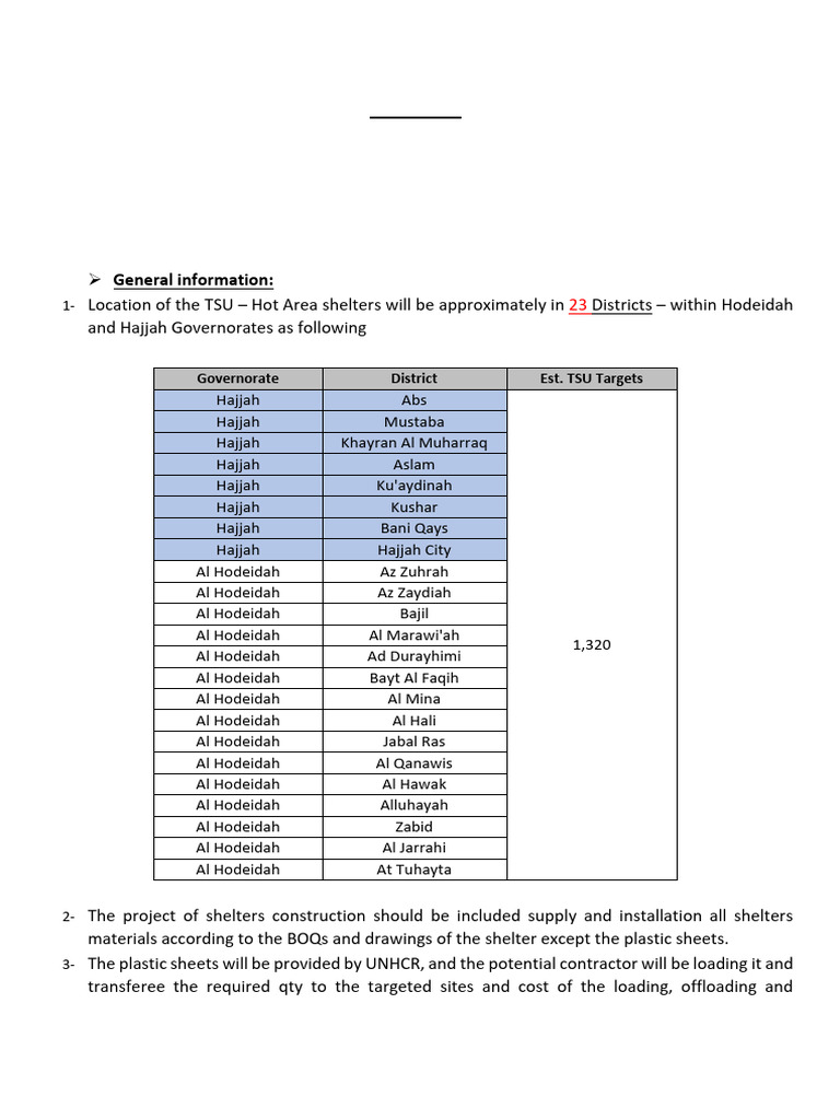 Annex B1 - TSU - Scope of Work - SOW For Hot Area | PDF | Civil ...