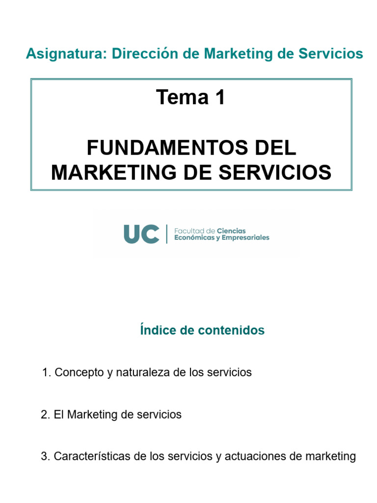 Tema 1. Fundamentos Del Marketing de Servicios (Ampliado) | PDF | Marketing | Consumo (economía)