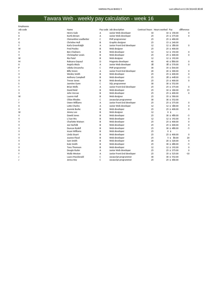 Tawara Web - Weekly Pay Calculation - Week 16 | PDF | Computer Science ...