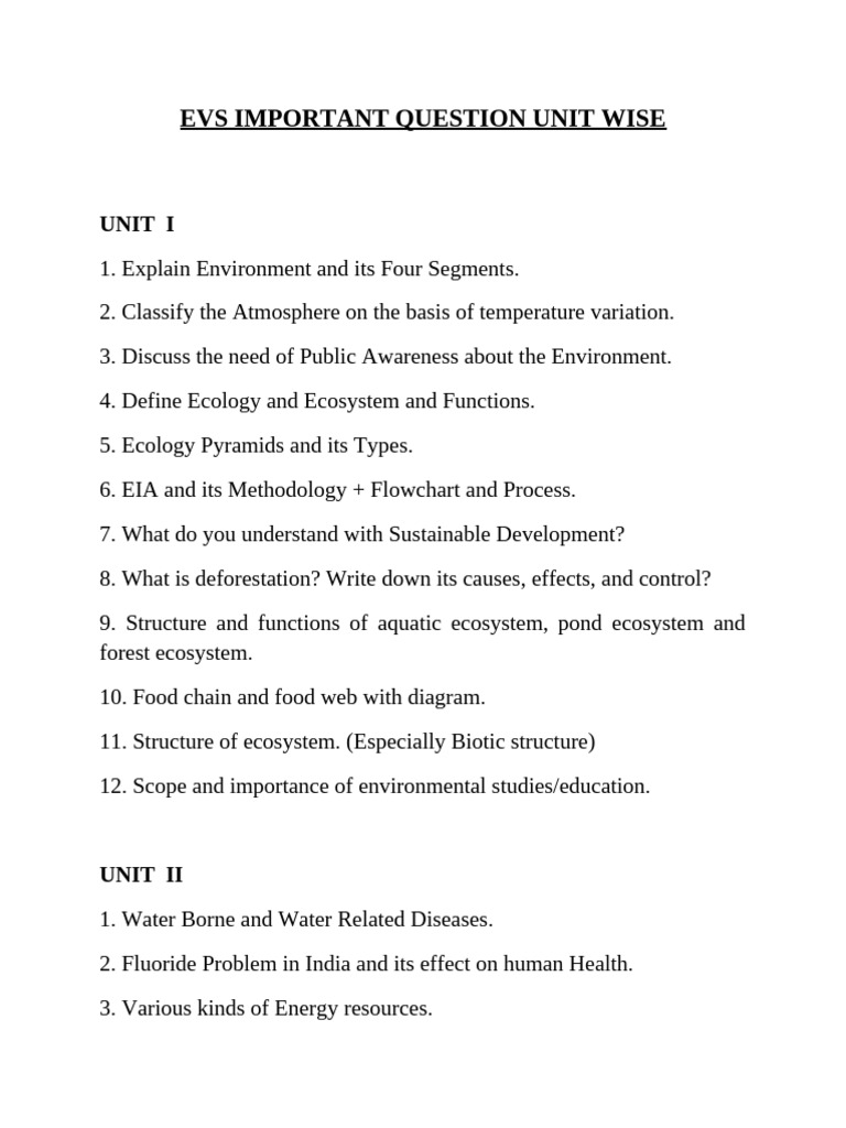 Essential Environmental Studies Questions | PDF | Ecosystem | Natural ...