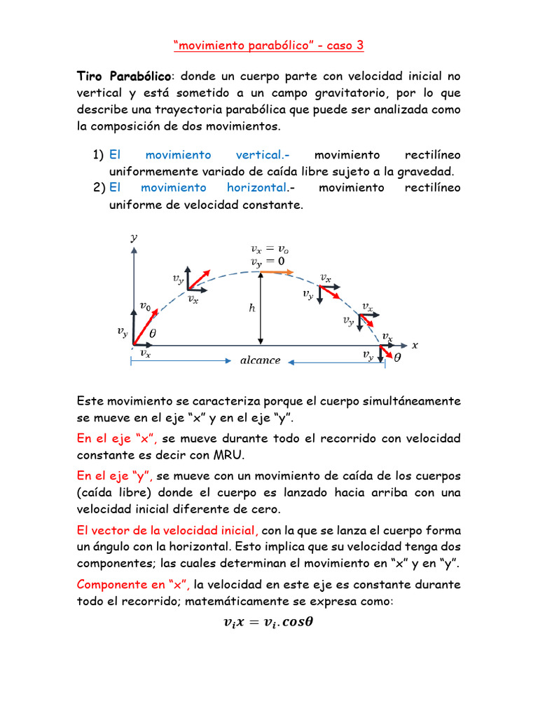 Análisis del Movimiento Parabólico | PDF | Velocidad | Física