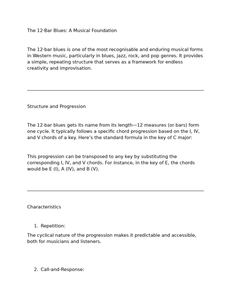 The 12 Bar Blues, An Introduction Patrick Enjaseh | PDF | Blues ...