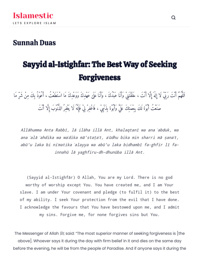Sunnah Duas - Islamestic | PDF | Muhammad | Takbir