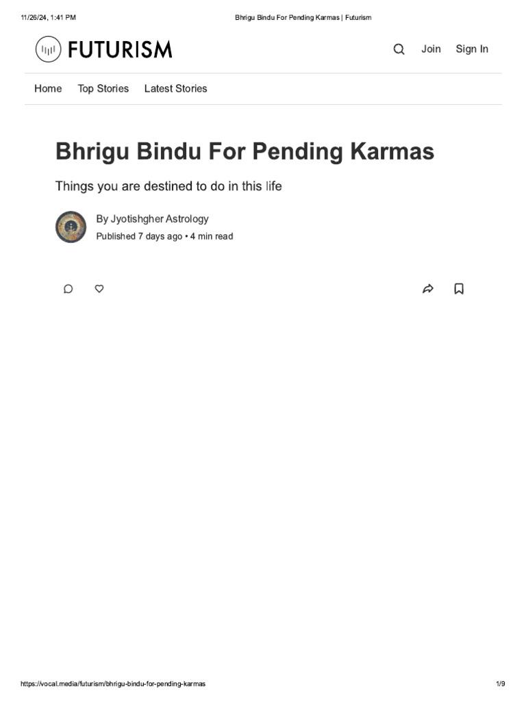 Bhrigu Bindu For Pending Karmas - Futurism | PDF