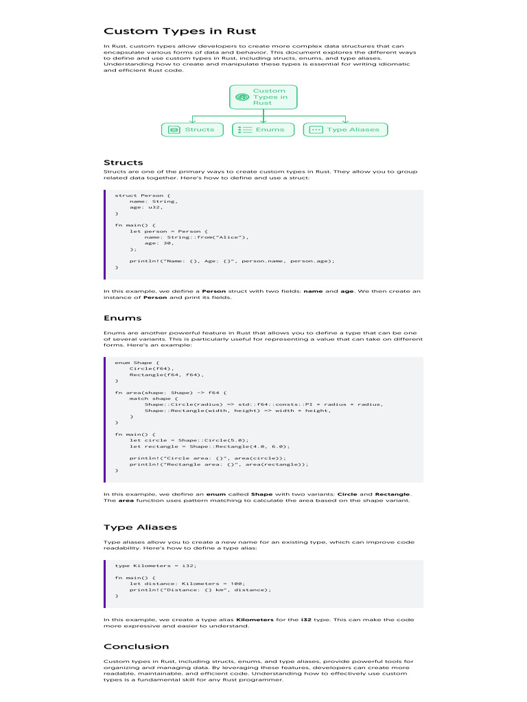 Custom Types in Rust | PDF | Area | Programming Paradigms Custom Types in Rust | PDF | Area | Programming Paradigms
