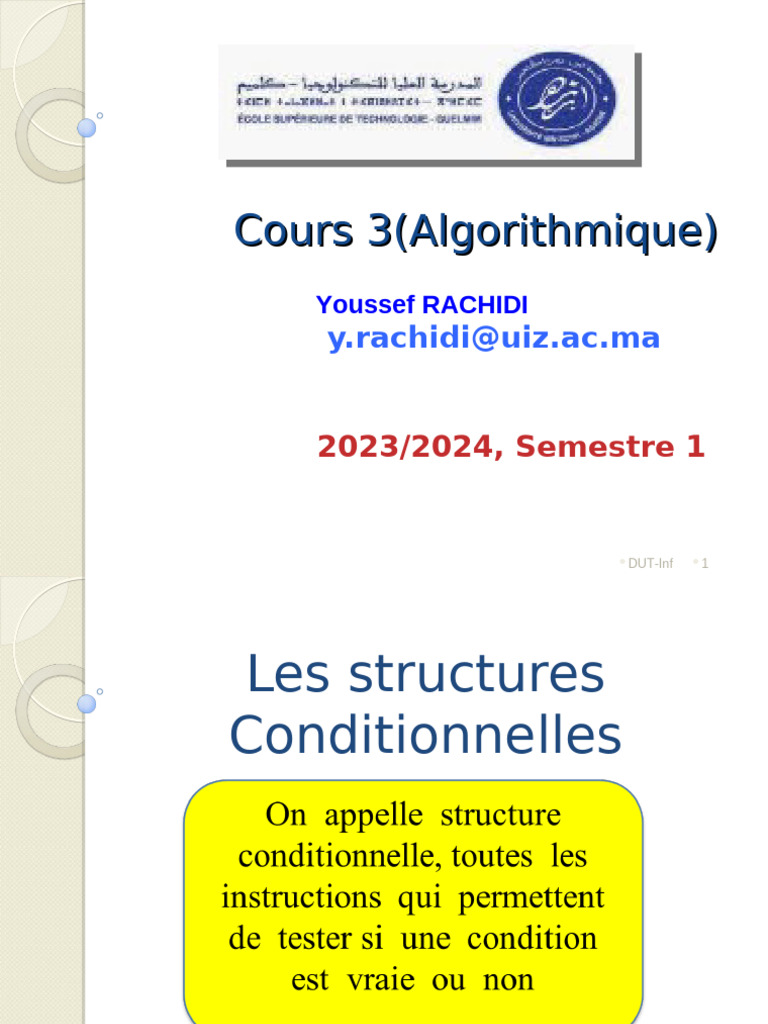 Cours 3 (Algorithmique) | PDF | Structure de contrôle | Mathématiques appliqués