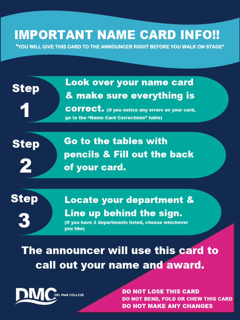 Graduation Ceremony Name Card Information | PDF