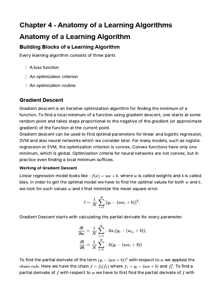 Chapter 4 - Anatomy of A Learning Algorithms | PDF | Mathematical Optimization | Support Vector ...