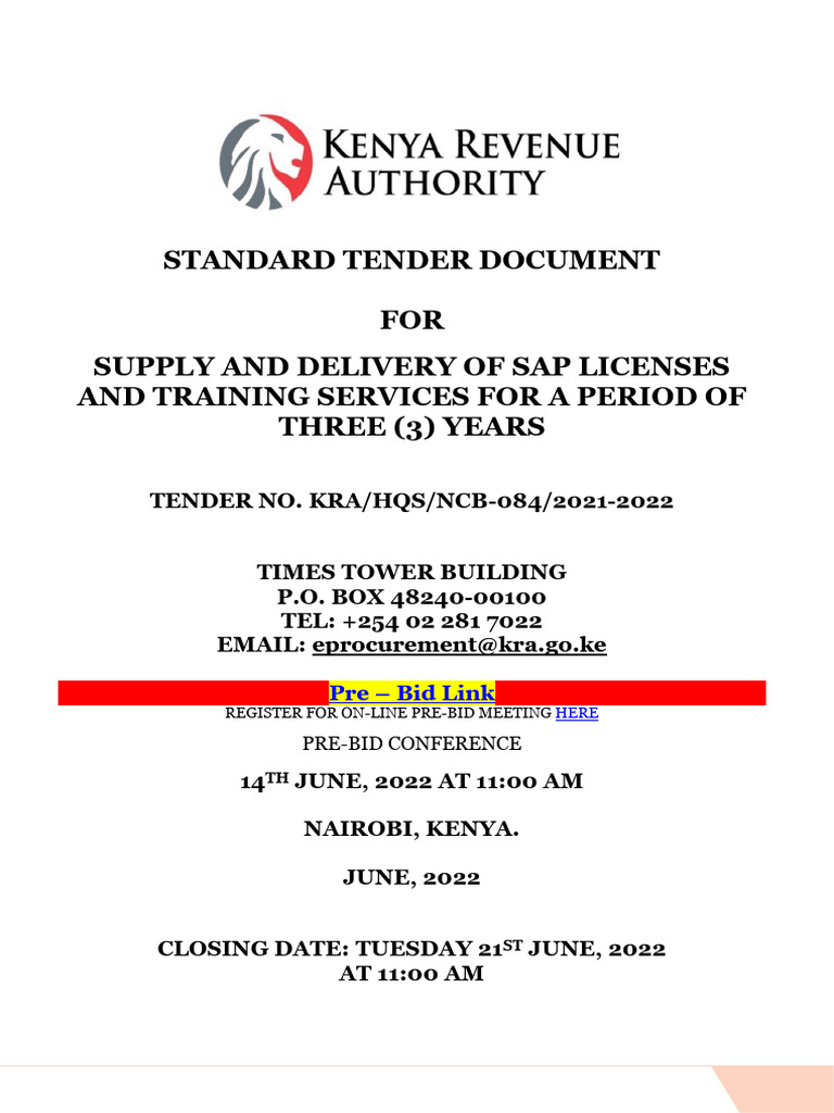 Tender Document For Sap Licenses and Training Services F | PDF | Joint Venture | Business