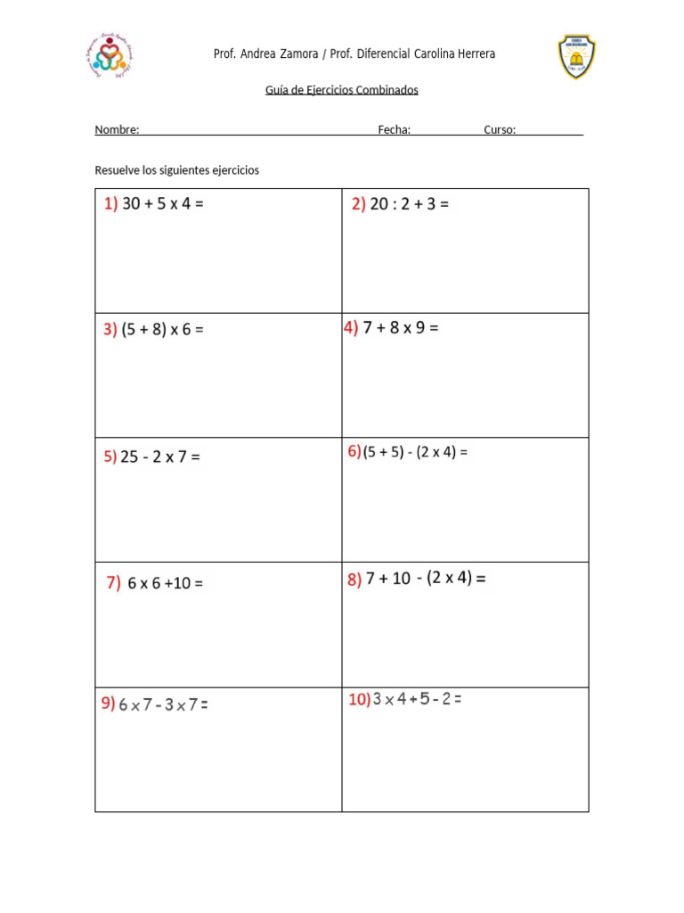 Guía de Ejercicios Combinados | PDF
