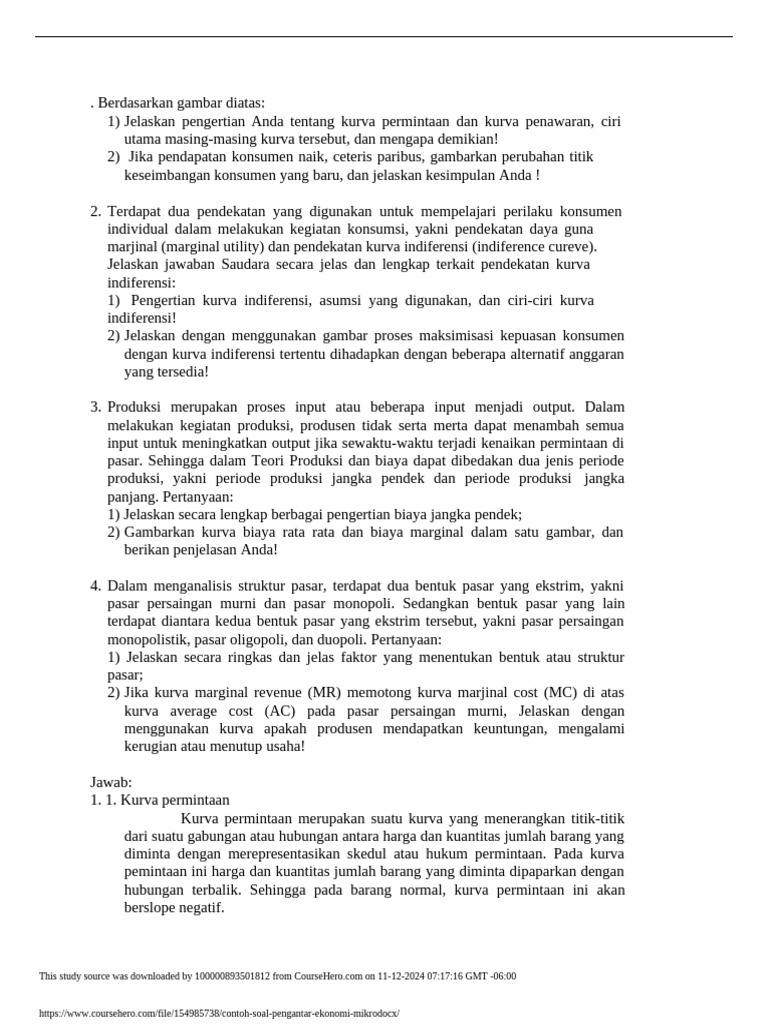Soal Pengantar Ekonomi Mikro | PDF