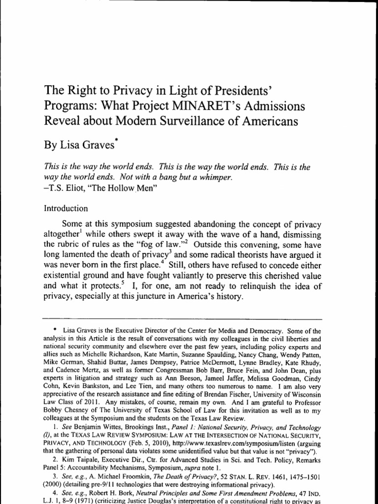 The Right To Privacy in Light of President's Programs | PDF | Foreign ...
