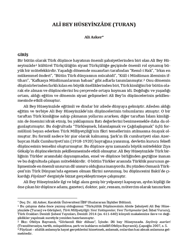 Ali Bey Huseyinzade Turan | PDF