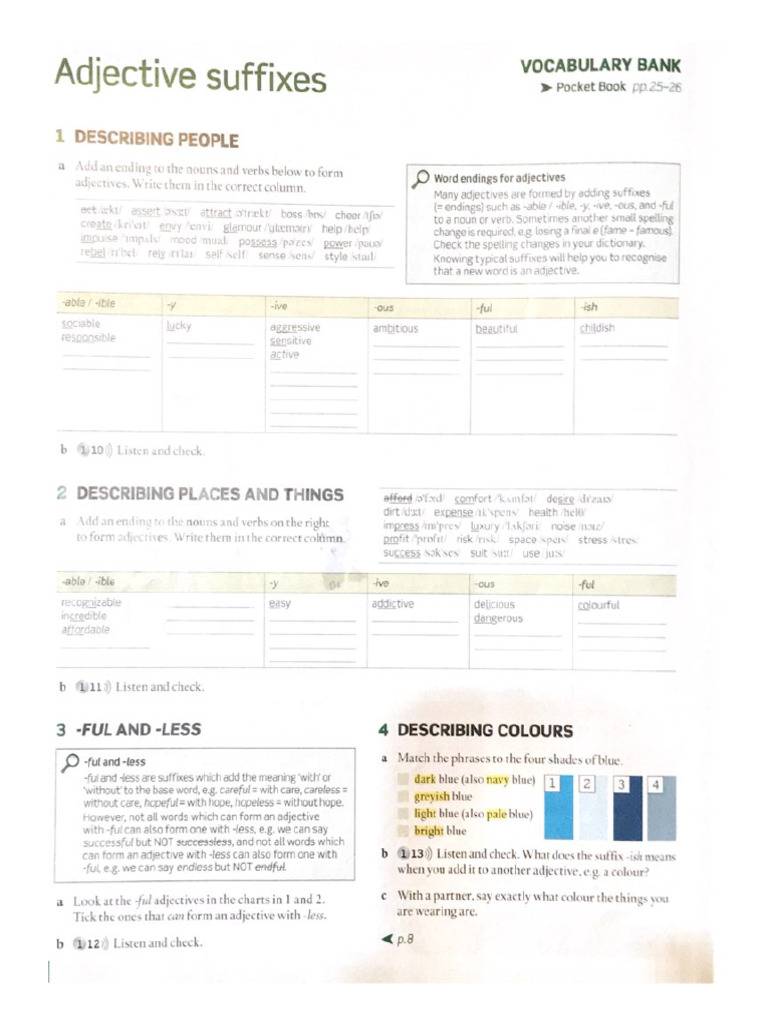 Adjective Suffixes | PDF