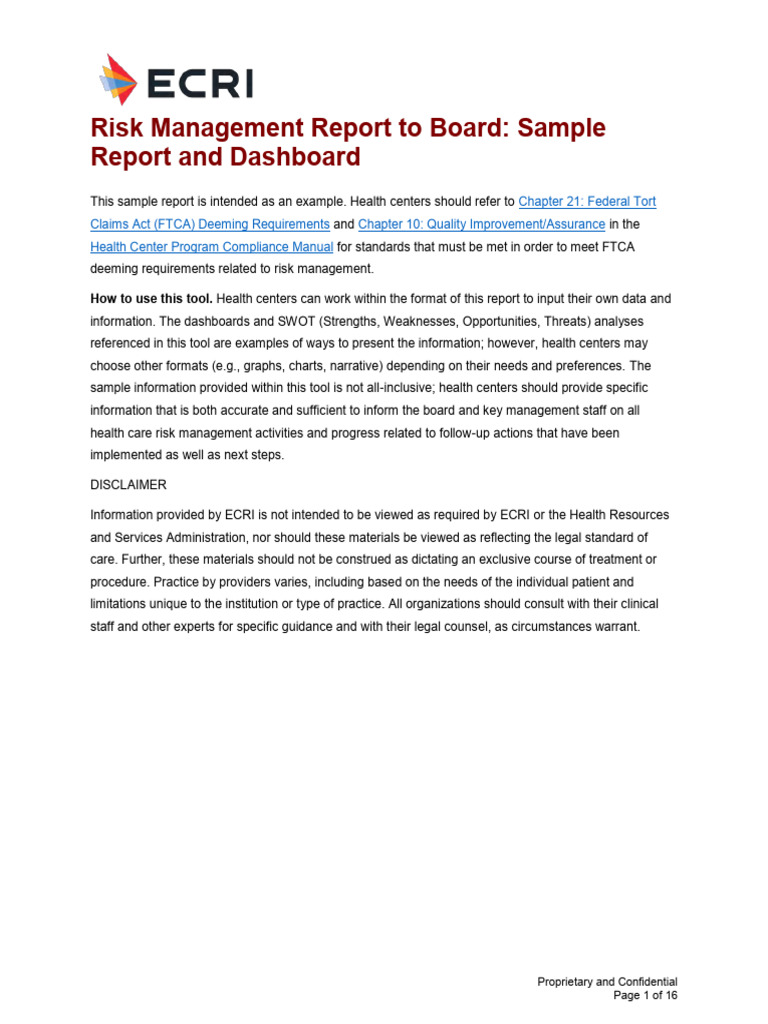 Annual Risk Management Report Sample | PDF | Risk Management | Risk