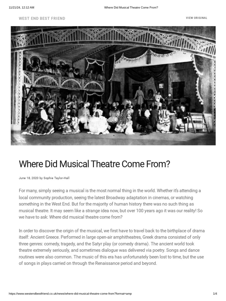 Origins of Musical Theatre Explained | PDF | Musical Theatre | Theatre