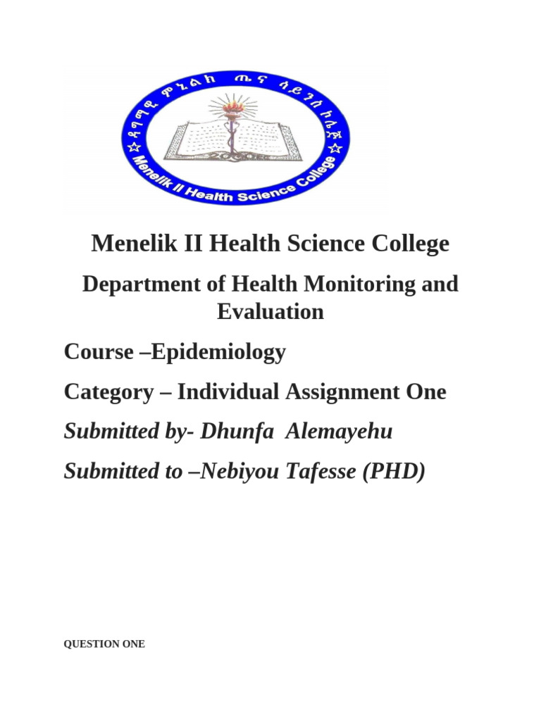 Dhunfa Alemayehu Assignment | PDF | Incidence (Epidemiology) | Hiv/Aids