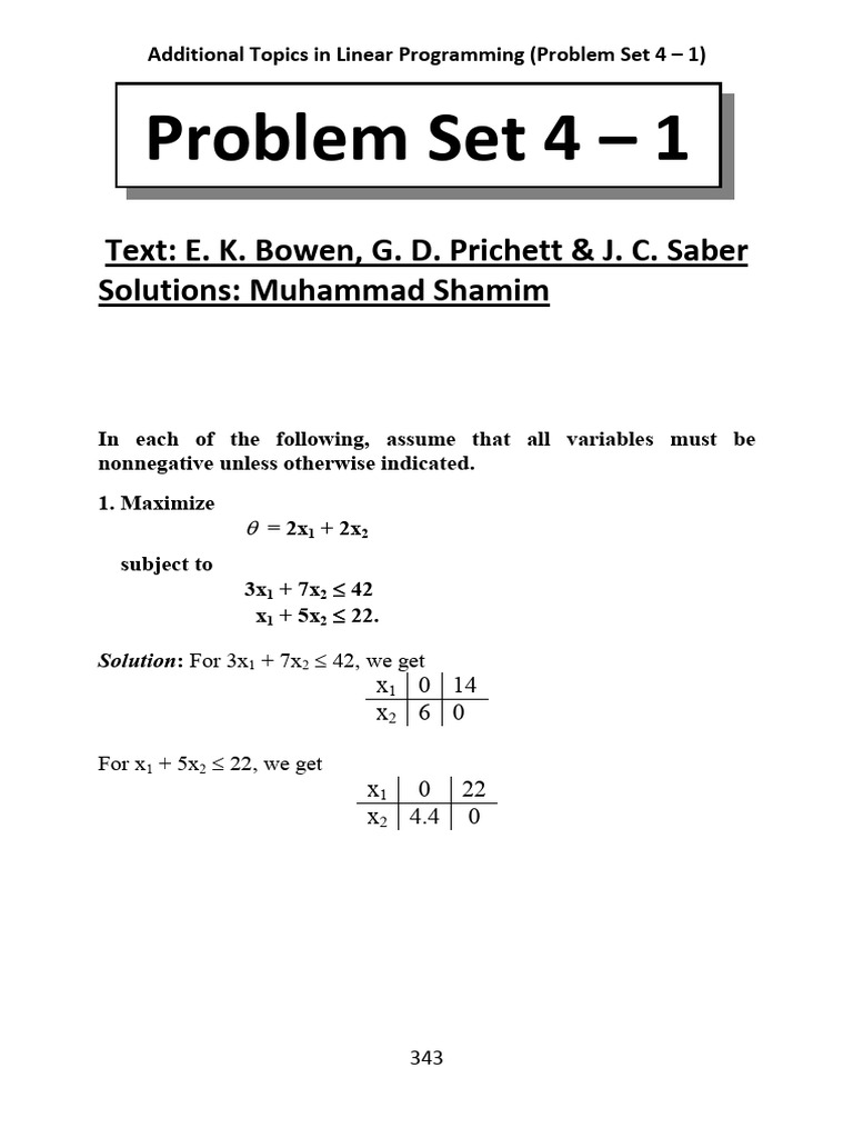4.1 Problem Set 4 - 1 (14) | PDF | Mathematical Optimization | Linear Programming