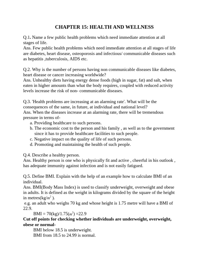 Xi-Ch 15 Health and Wellness | PDF | Obesity | Body Mass Index