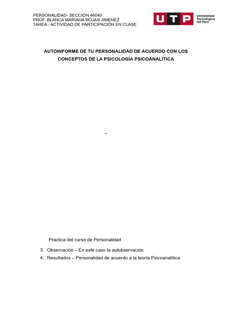Autoinforme Personalidad Pa | PDF | Placer | Conceptos psicologicos