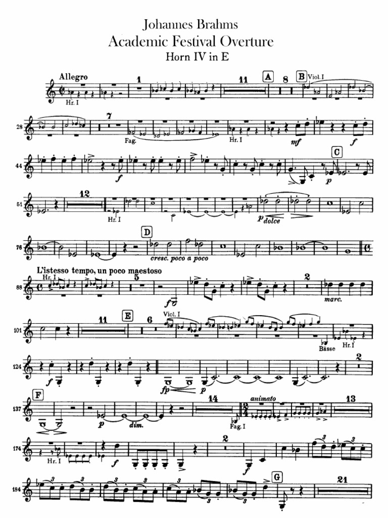 Brahms - Academic Festival Overture - 14 Horn 4 | PDF