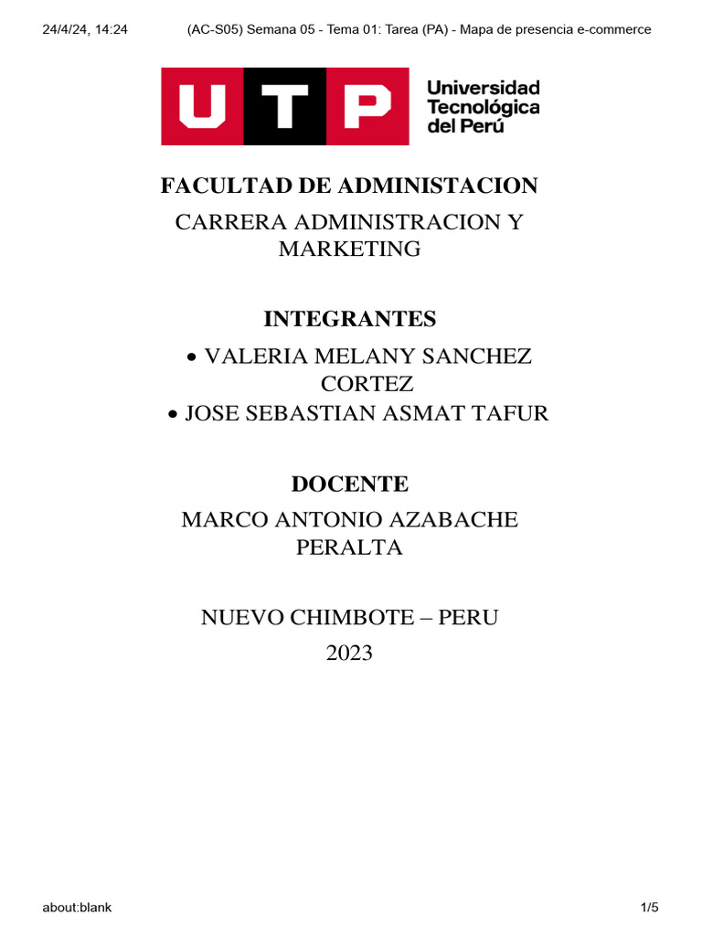 (AC-S05) Semana 05 - Tema 01 - Tarea (PA) - Mapa de Presencia E-Commerce | PDF | Comercio ...