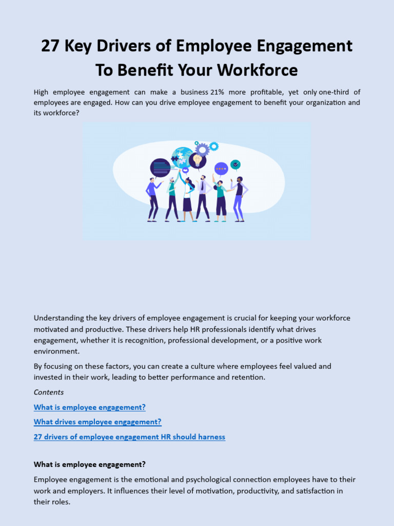 27 Key Drivers of Employee Engagement To Benefit Your Workforce | PDF ...